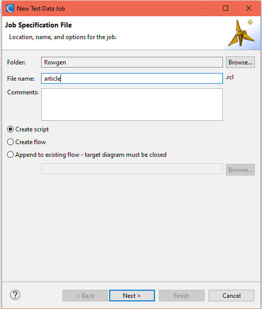 Rowgen job specification file IRI