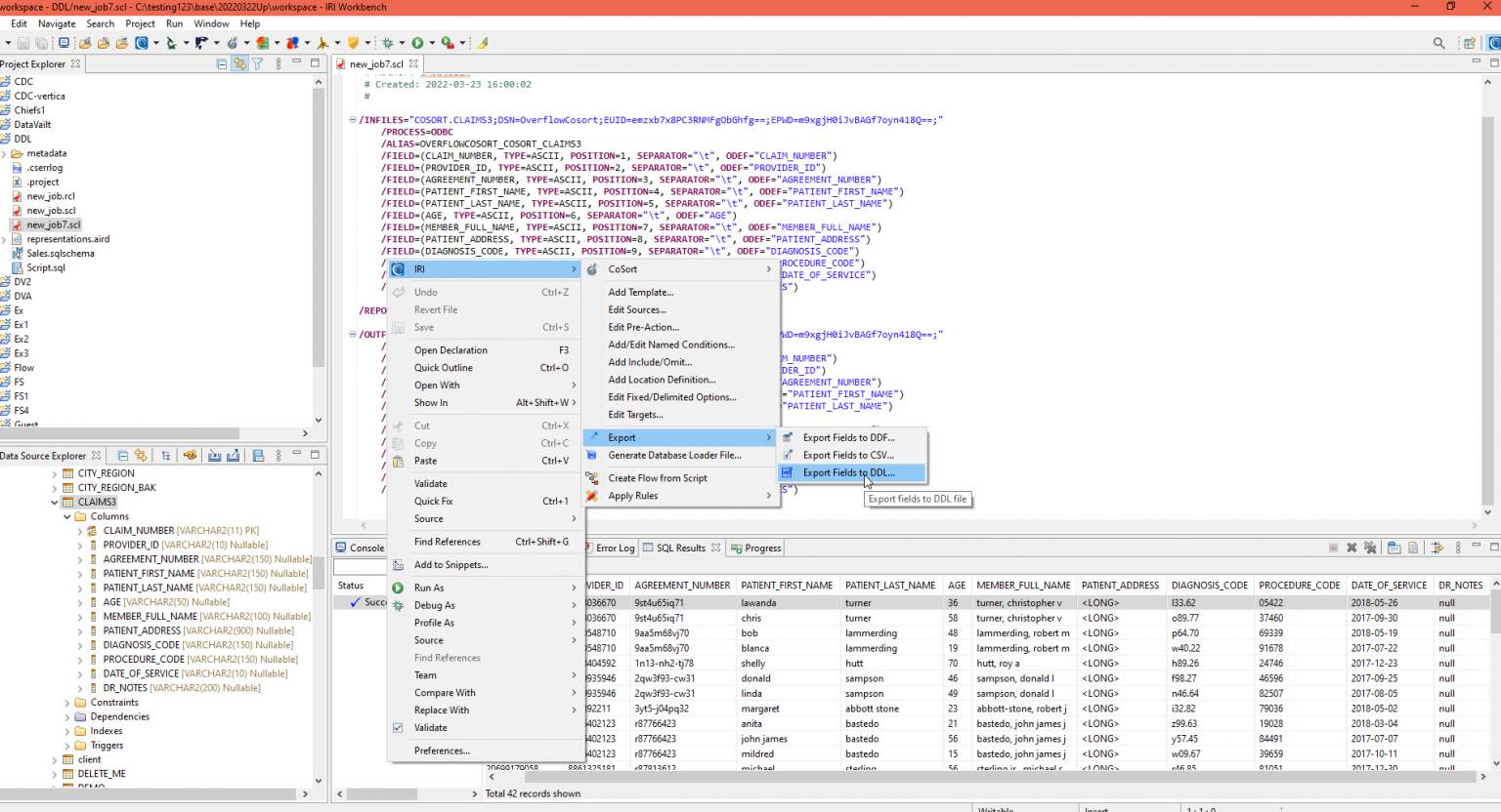 Creating New Tables in IRI Workbench - IRI