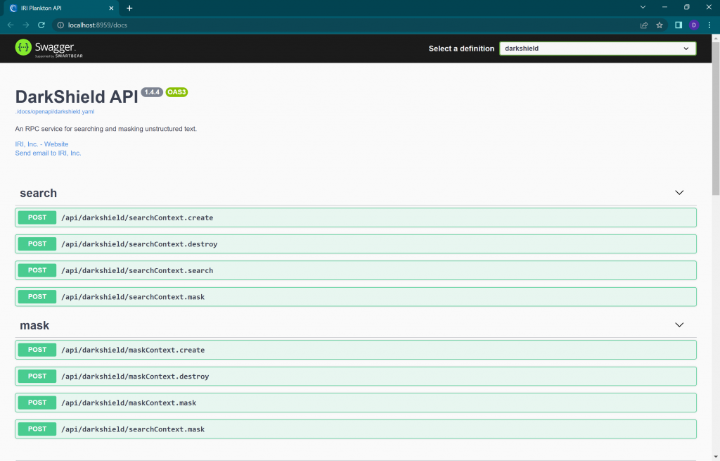 IRI DarkShield RPC API - IRI