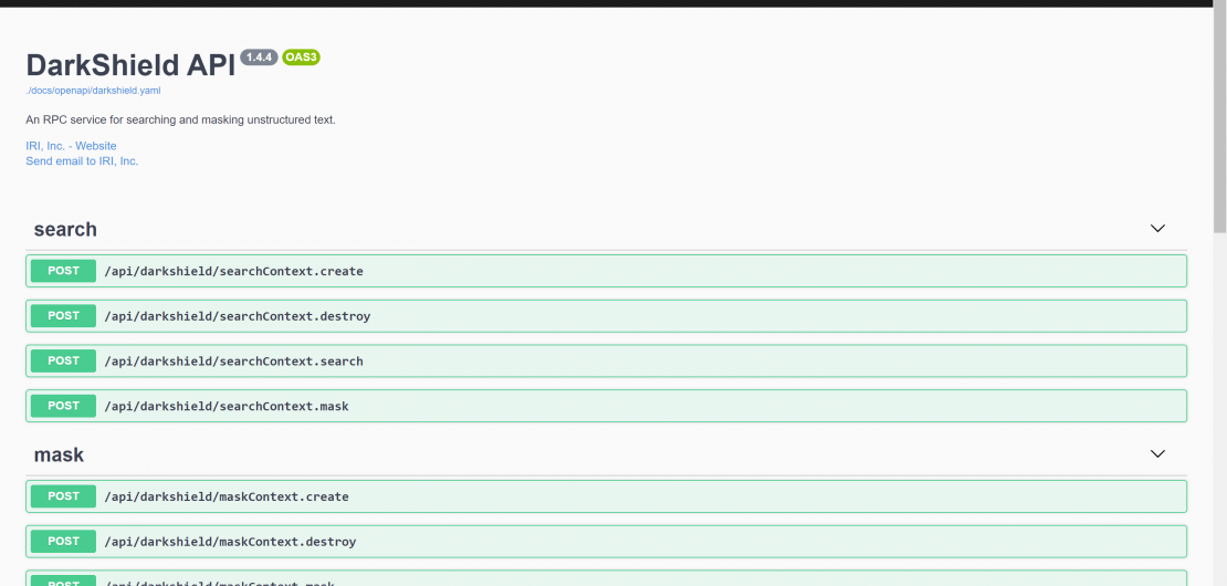 IRI DarkShield RPC API - IRI