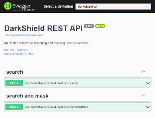 IRI DarkShield REST API - IRI